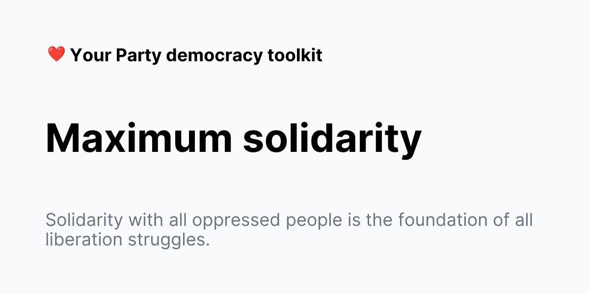 Maximum solidarity - Your Party democracy toolkit